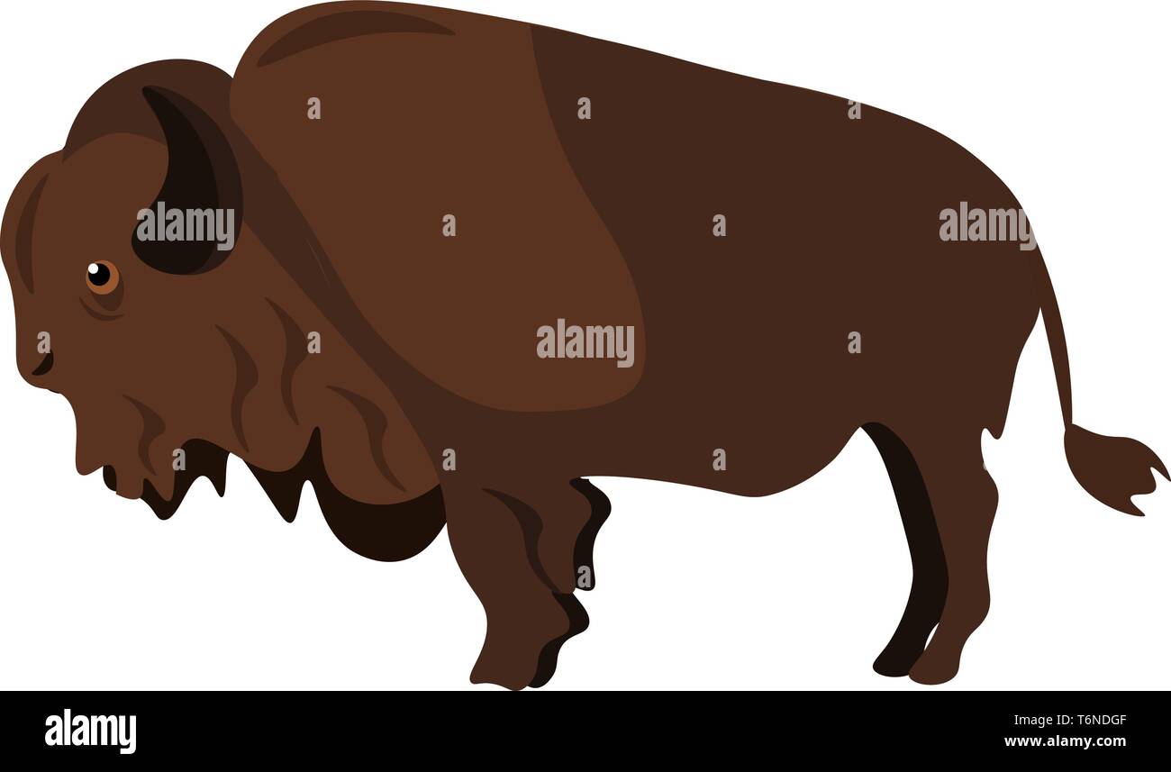 Clipart of a brown bison facing down set on isolated white background ...