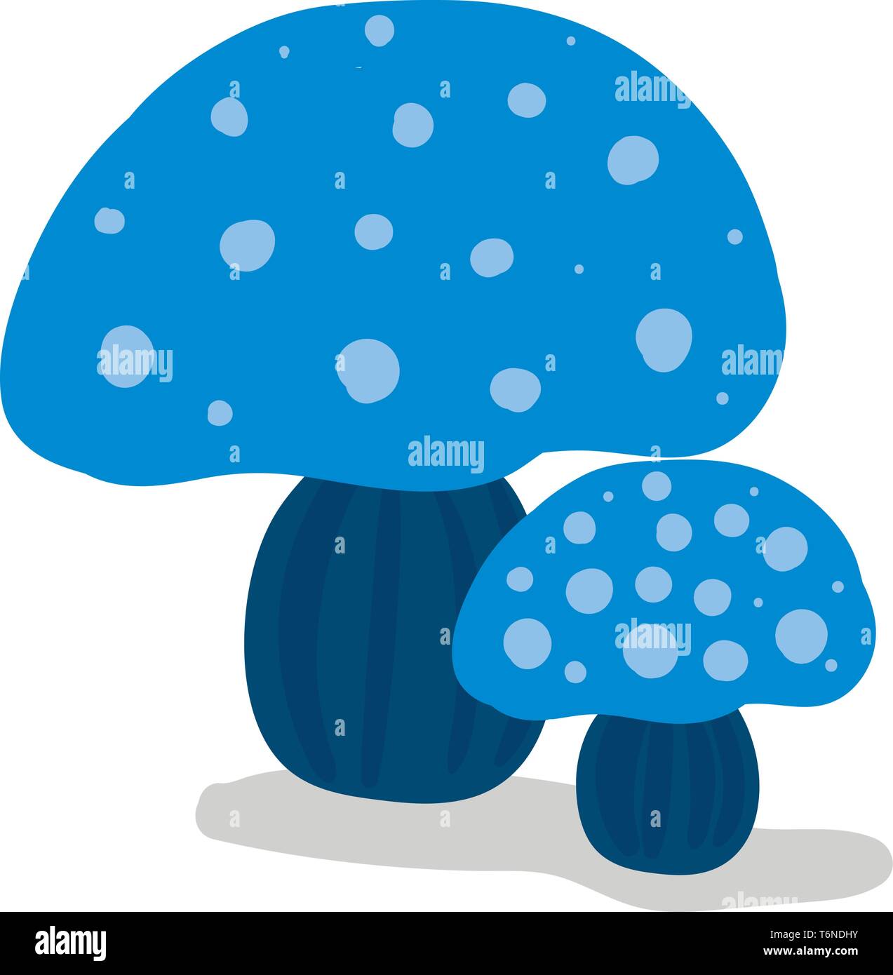 Clipart of two beautiful blue-colored mushrooms of different size but ...