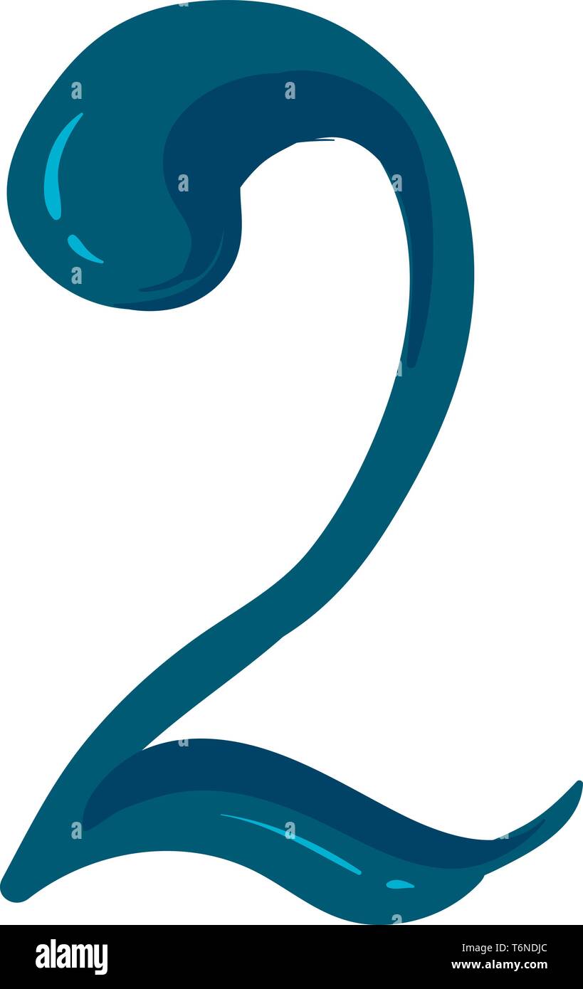 A blue-colored figurine represents the number two or 2 vector color ...