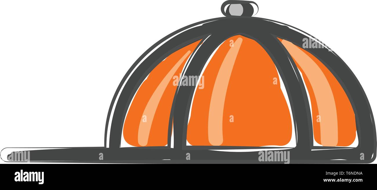 Painting of an orange cap with contrast black stripes lies on the ...
