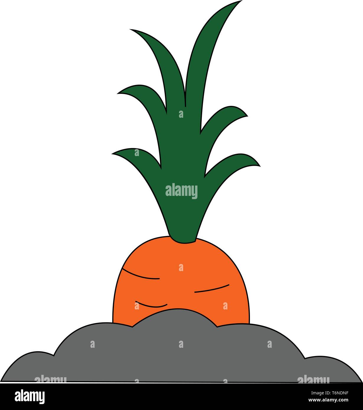 Painting of a giant orange carrot topped with a tuft of green leaves ...