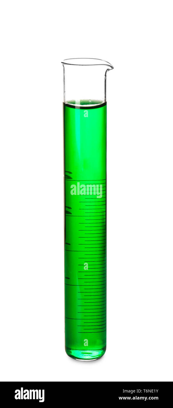 Test tube with color sample on white background Stock Photo - Alamy