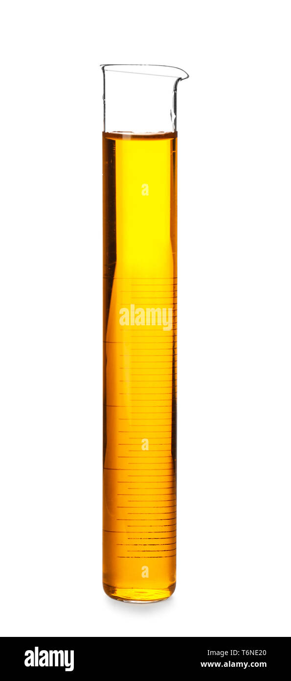 Test tube with color sample on white background Stock Photo - Alamy