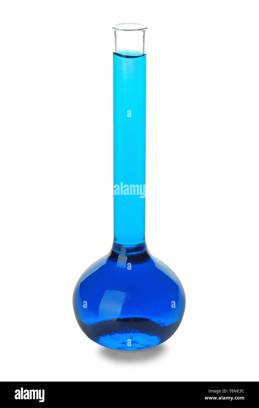 Test flask with color sample on white background Stock Photo - Alamy