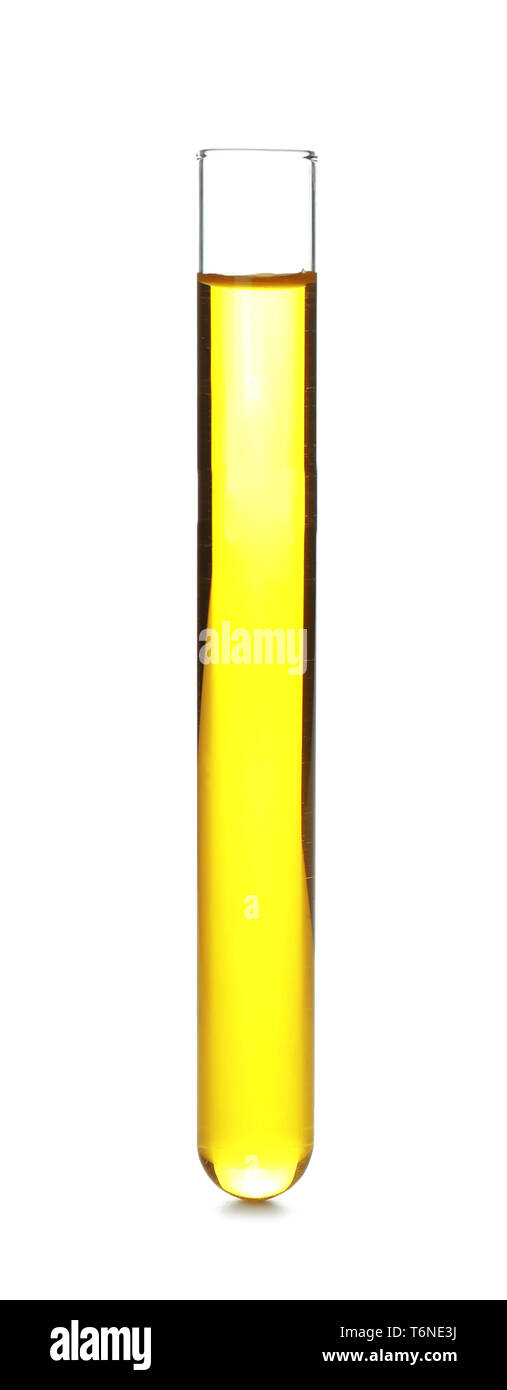 Test tube with color sample on white background Stock Photo - Alamy