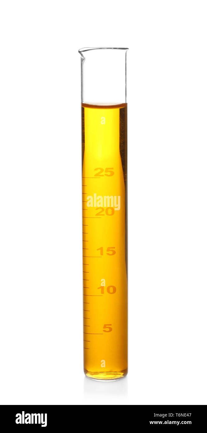 Test tube with color sample on white background Stock Photo - Alamy