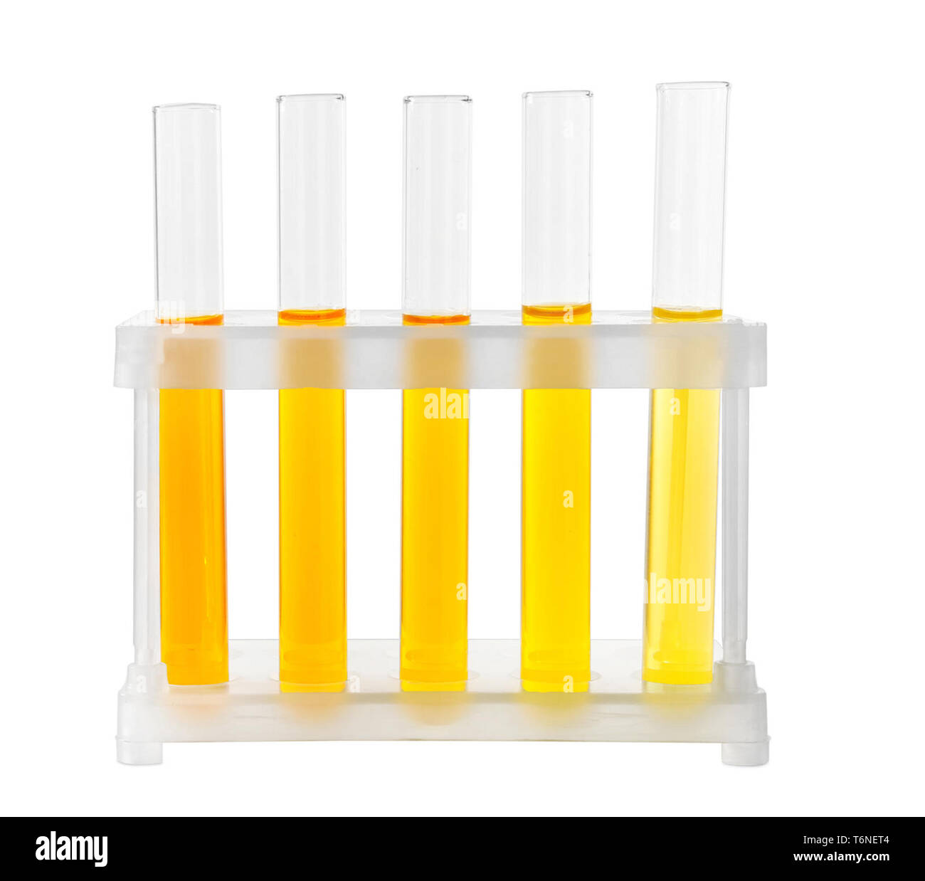 Rack with test tubes on white background Stock Photo - Alamy