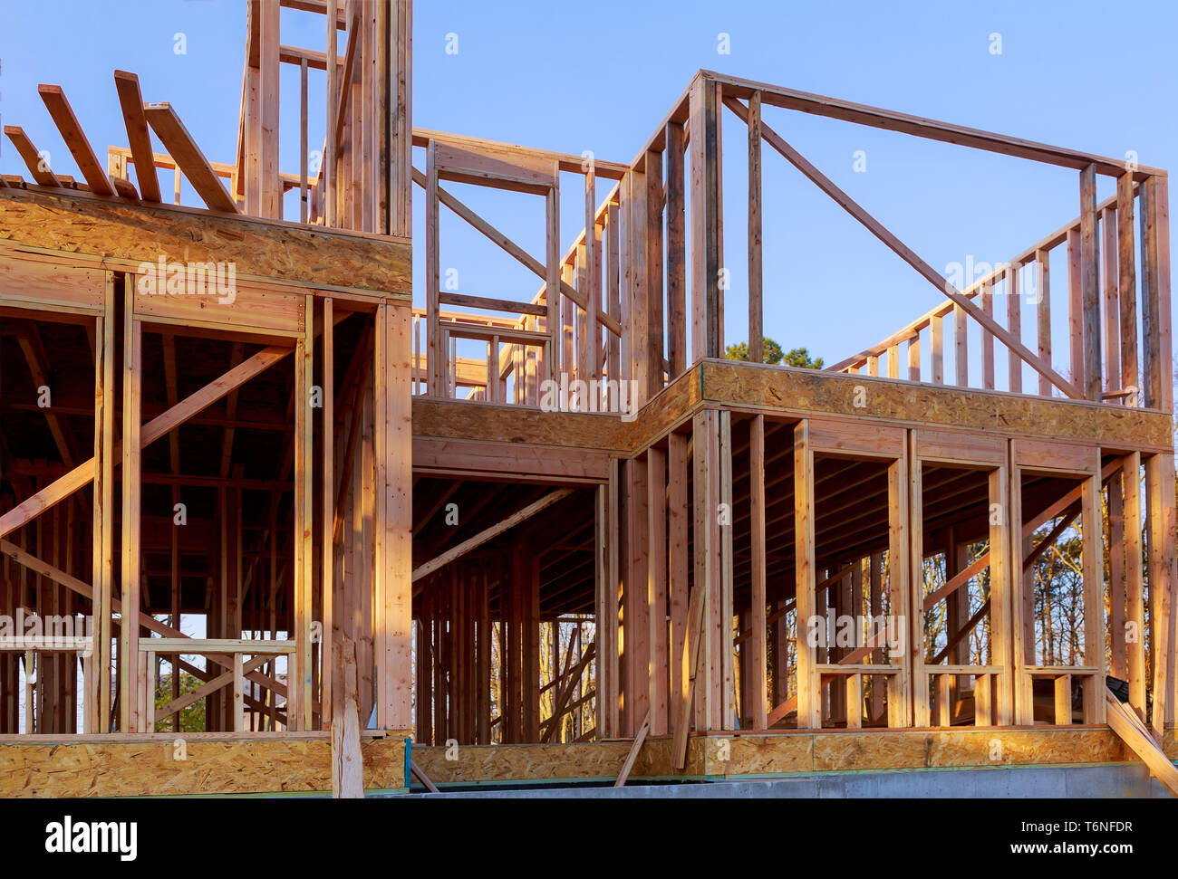 Framing beam of new house under construction home beam construction ...