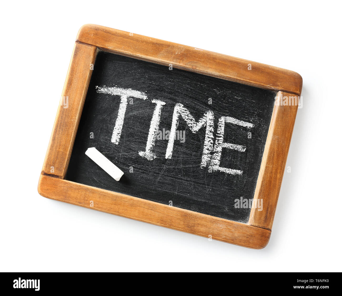 Chalkboard with word TIME on white background Stock Photo - Alamy