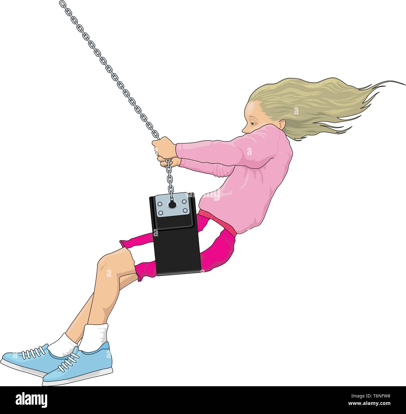 Girl in Swing Vector Illustration Stock Vector Image & Art - Alamy