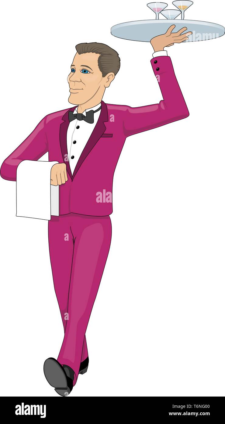 Waiter Vector Illustration Stock Vector Image & Art - Alamy