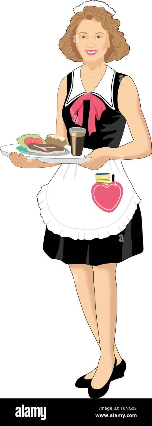 Waitress Vector Illustration Stock Vector Image & Art - Alamy