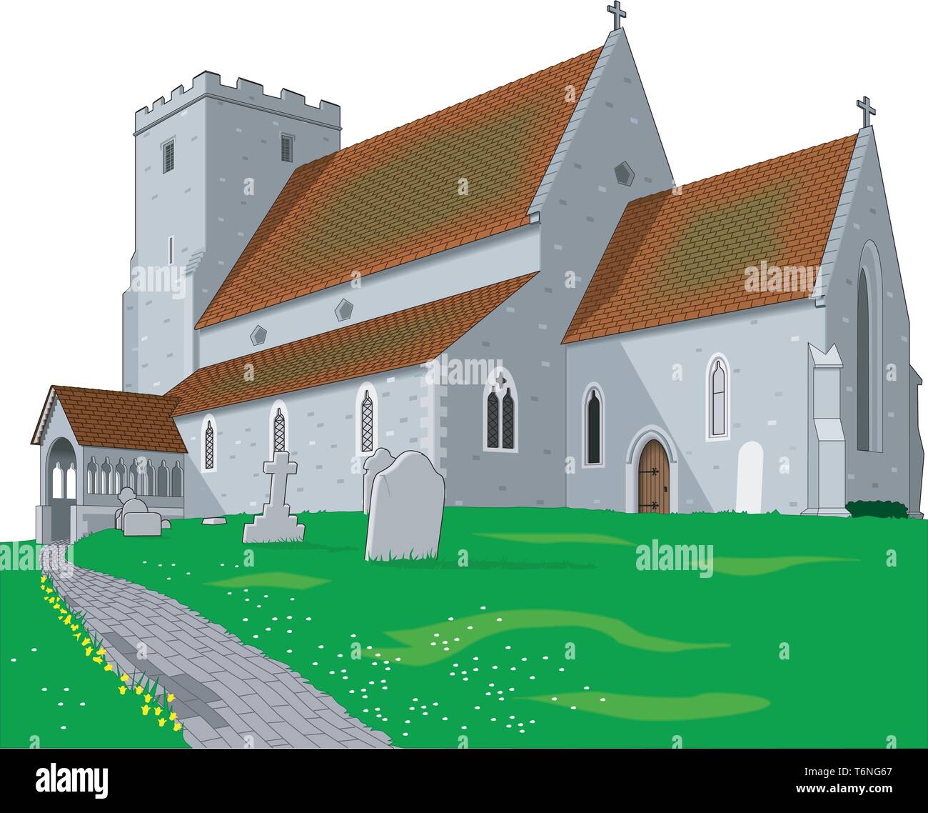 Countryside Church Vector Illustration Stock Vector Image & Art - Alamy