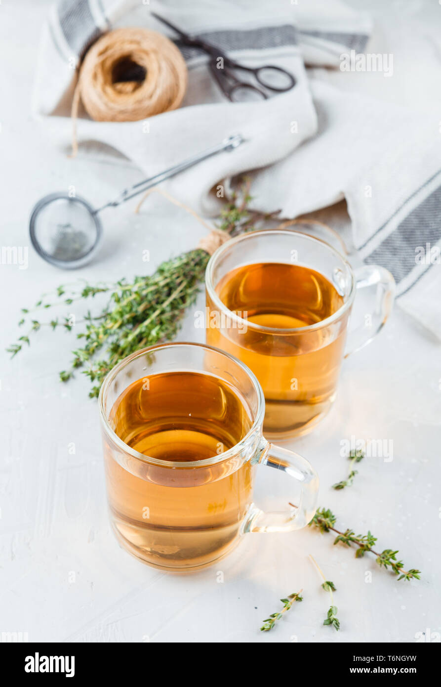 Thyme herbal tea Stock Photo - Alamy