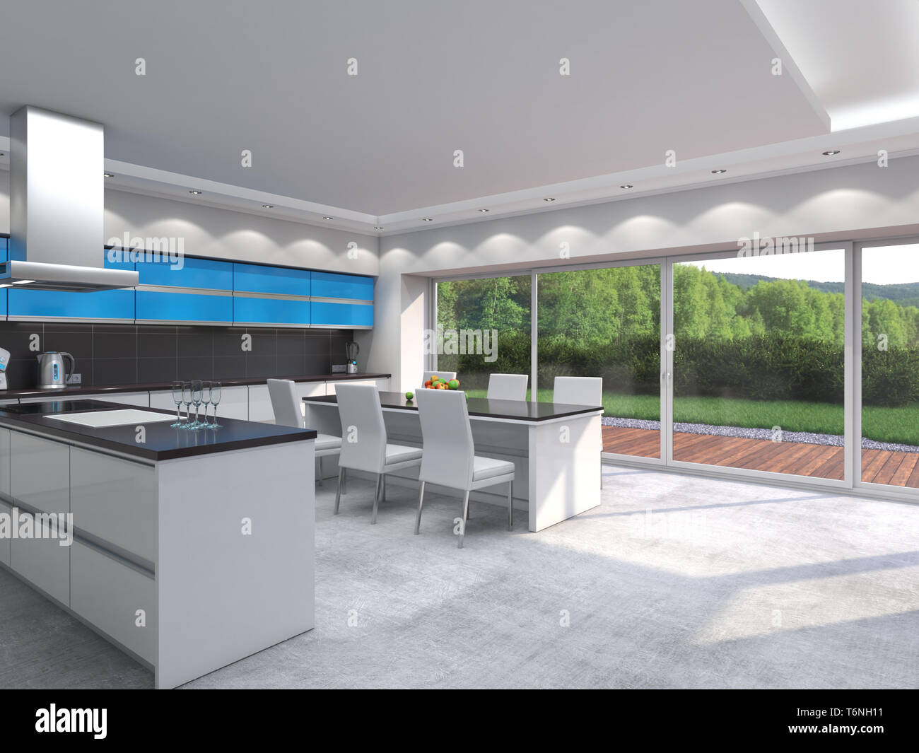 3D rendering modern kitchen Stock Photo - Alamy