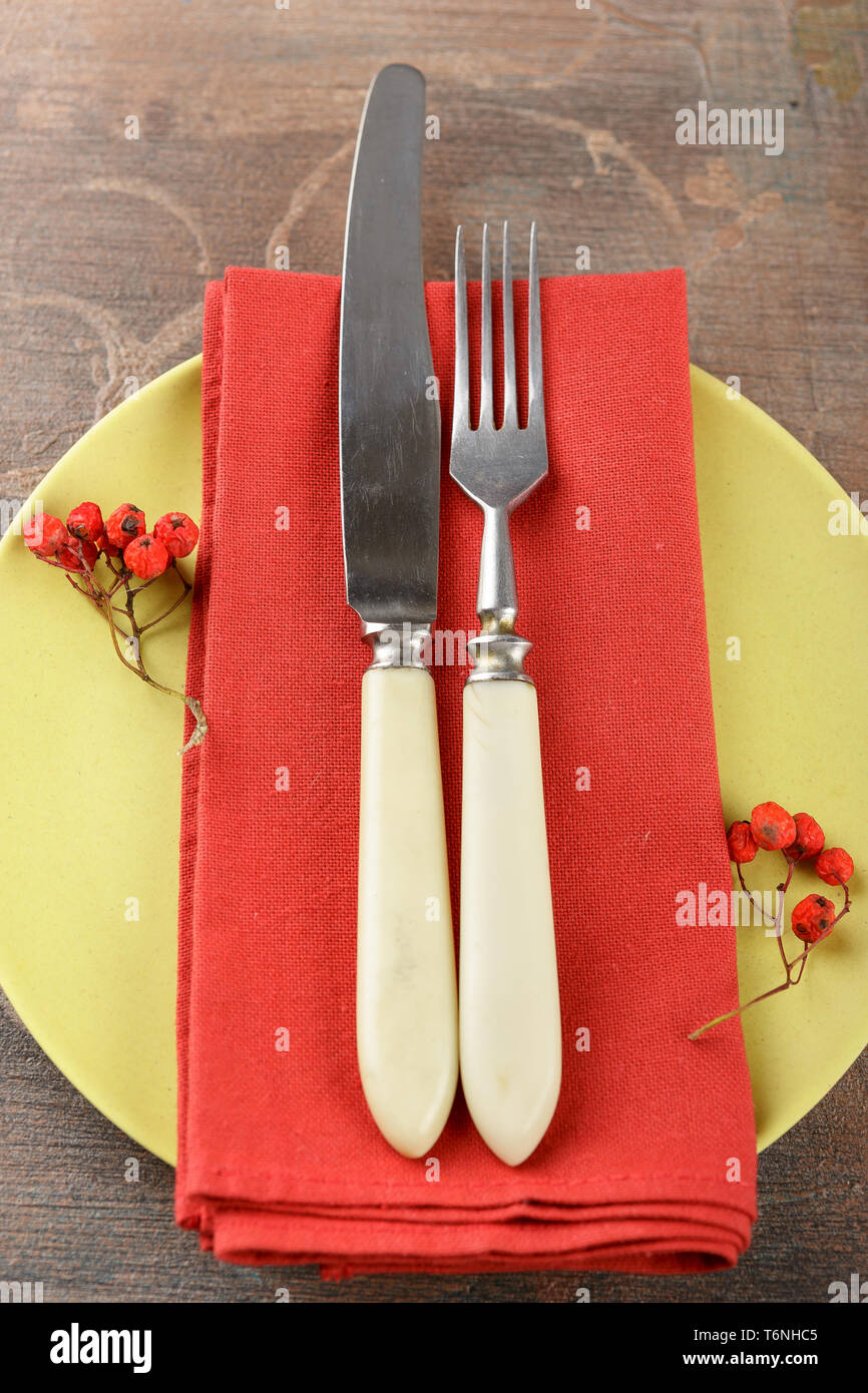 Rustic Table Setting Stock Photo Alamy