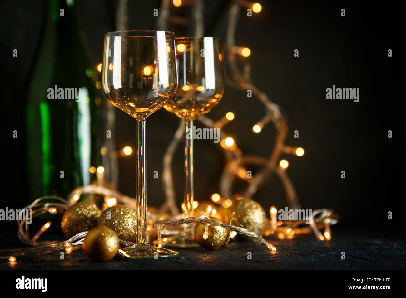 Golden christmas decorations glasses hi-res stock photography and ...
