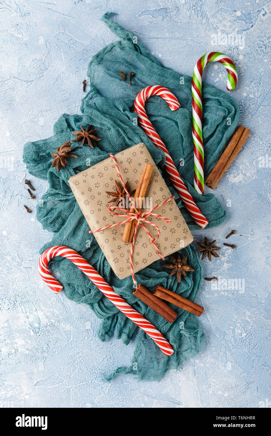Christmas gift box, candy cane Stock Photo - Alamy