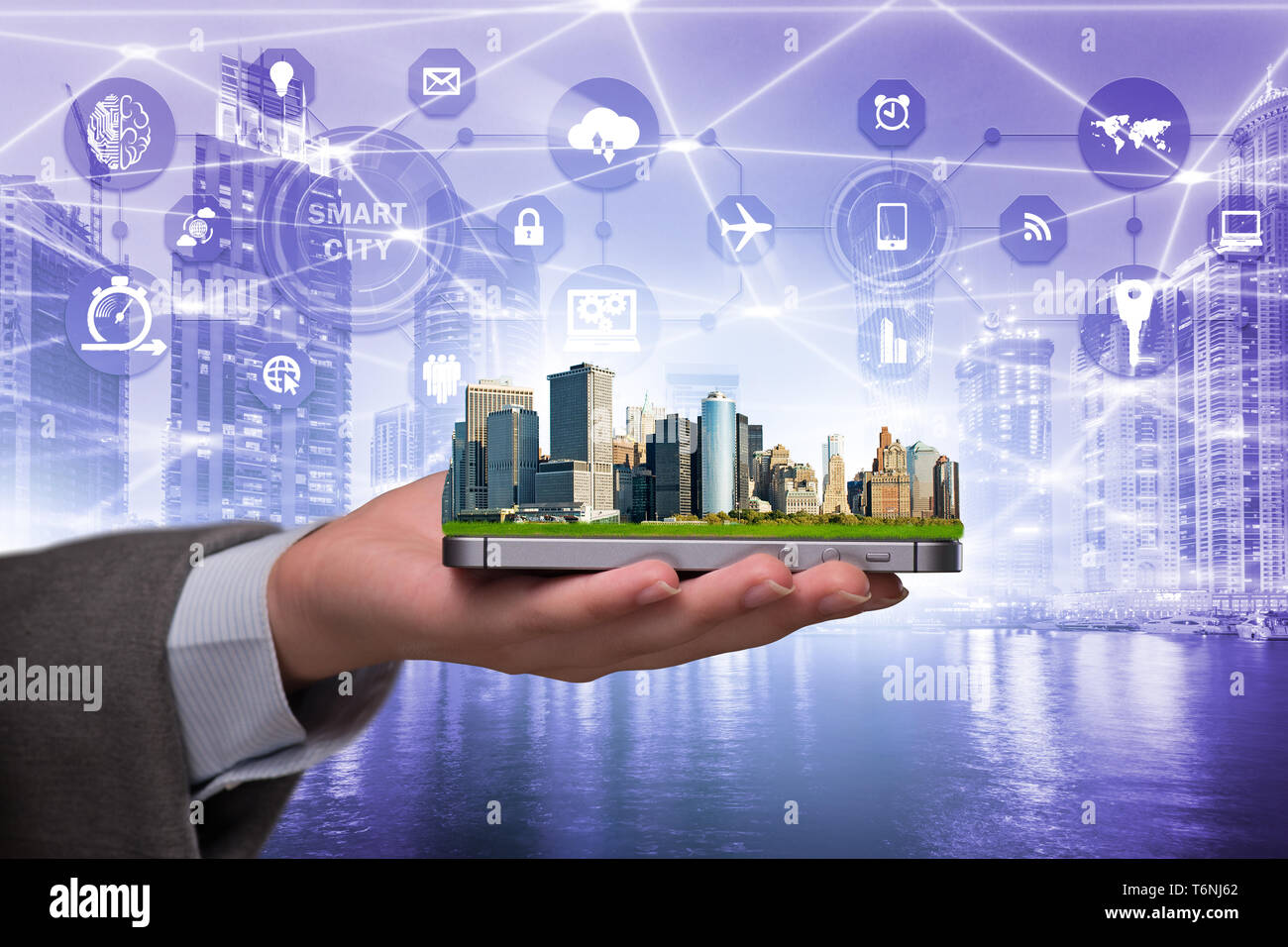 Smart city in innovation concept Stock Photo - Alamy