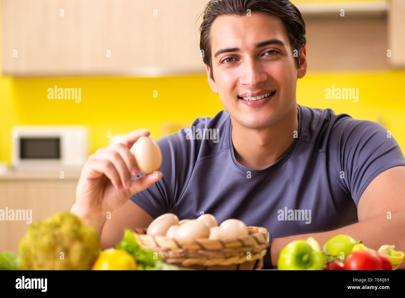 Young man in dieting and healthy eating concept Stock Photo - Alamy