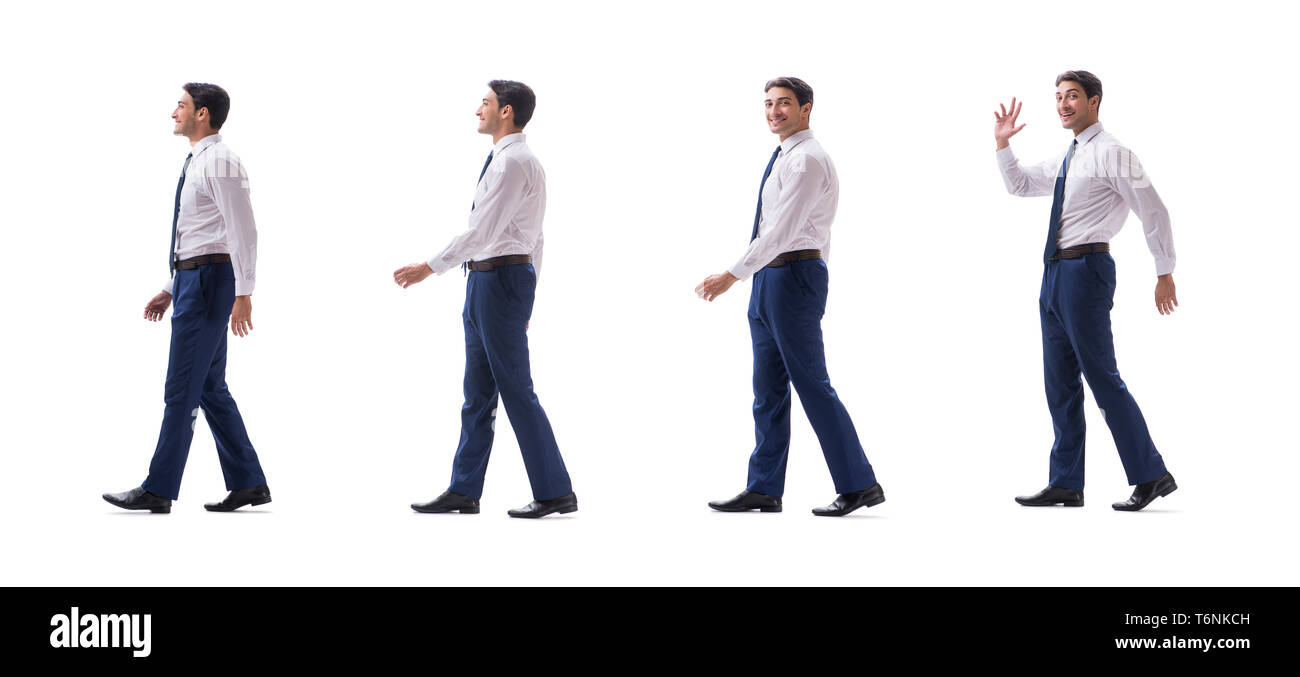 Businessman walking standing side view isolated on white backgro Stock ...