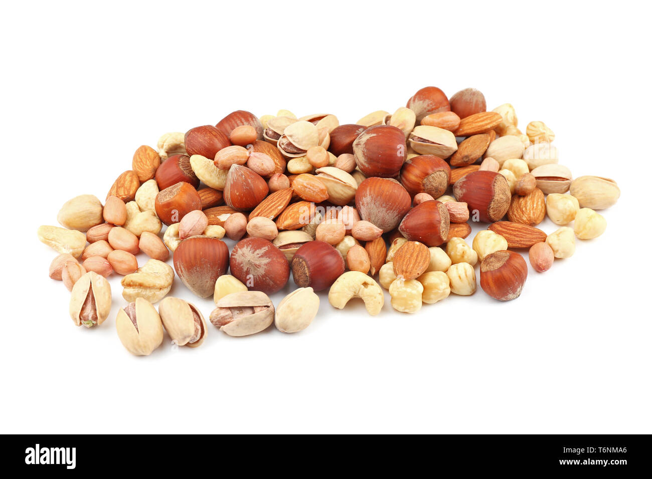 Different nuts on white background Stock Photo - Alamy