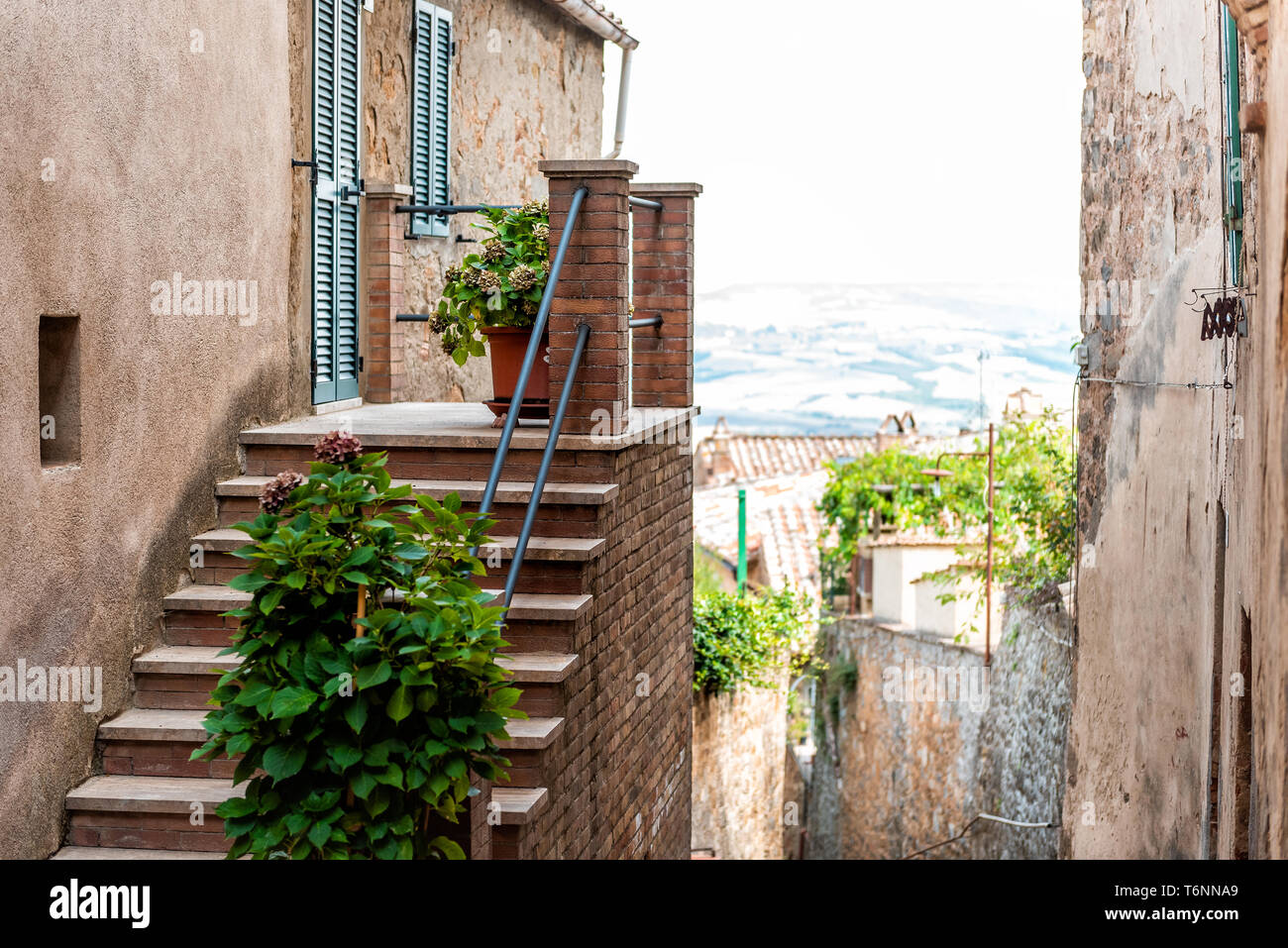 Montalcino, Italy historic medieval town village in Tuscany with nobody ...