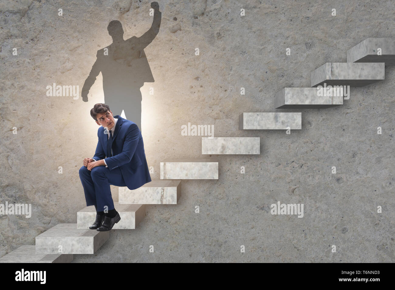 The businessman and his shadow in business concept Stock Photo - Alamy