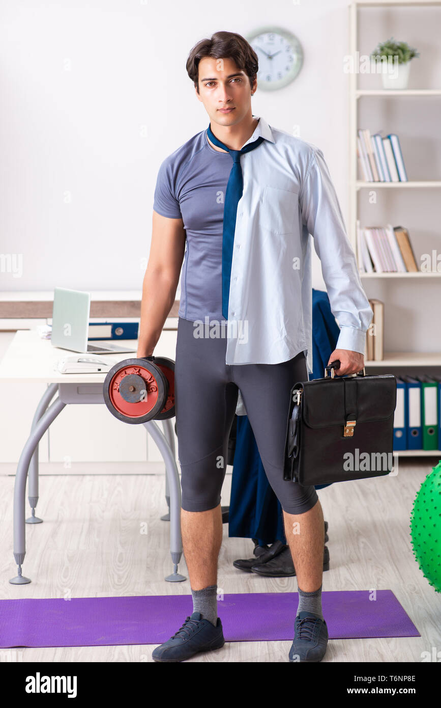 The employee combining work and healthy lifestyle Stock Photo - Alamy