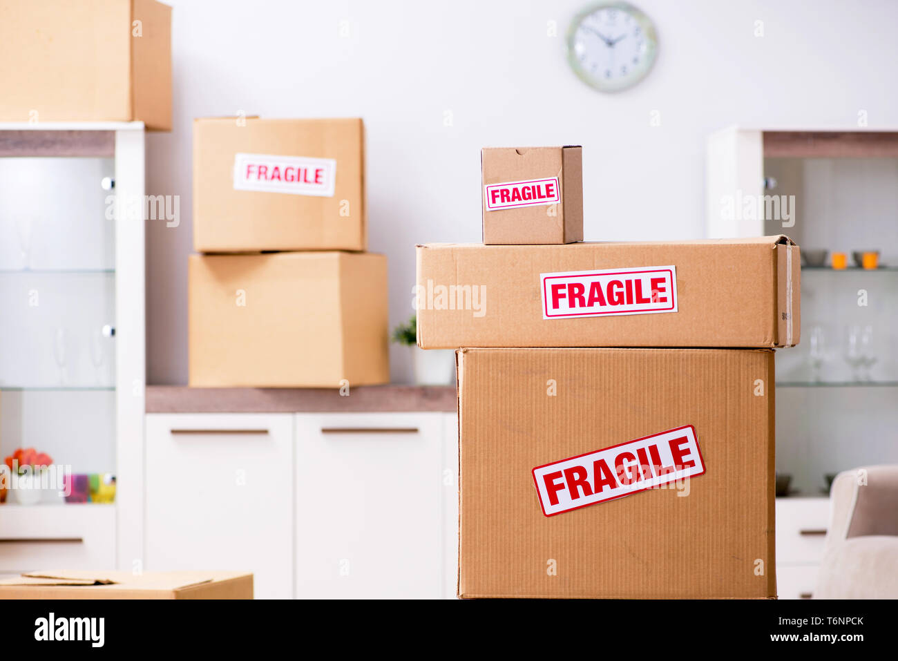The transportation contractor with fragile boxes Stock Photo - Alamy