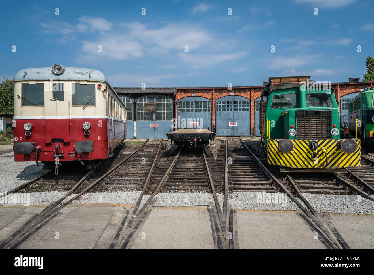 Old trains in the transport museum Stock Photo - Alamy