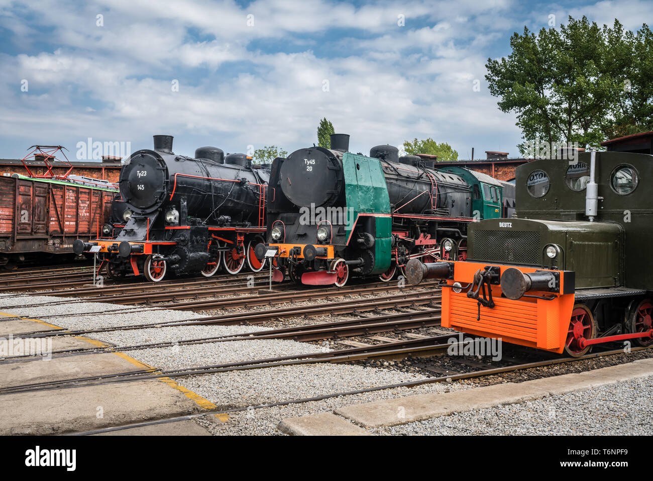 Steam locomotives in the old trains depot Stock Photo - Alamy