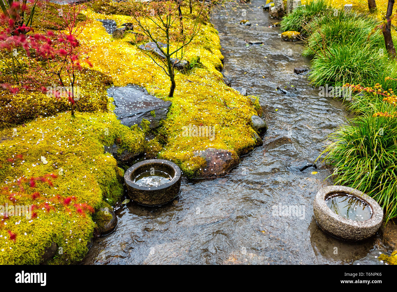 Eikando temple stone garden in Kyoto, Japan during early spring with ...