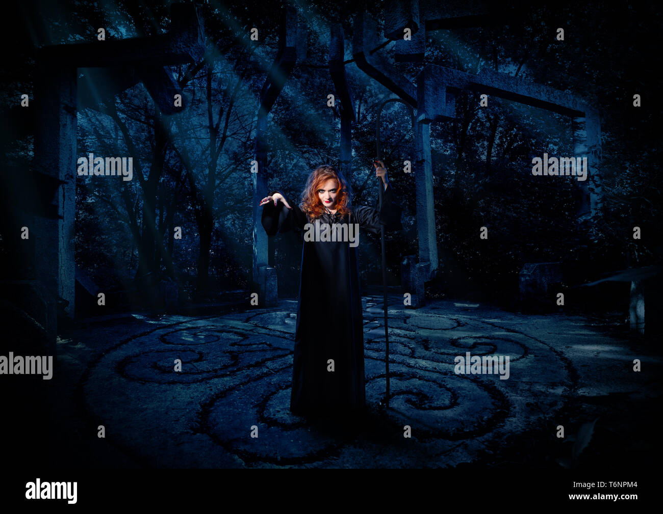 Young witch night forest hi-res stock photography and images - Alamy