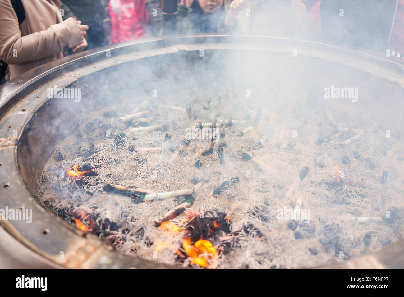 Tokyo, Japan Asakusa district area with Sensoji temple shrine incense ...