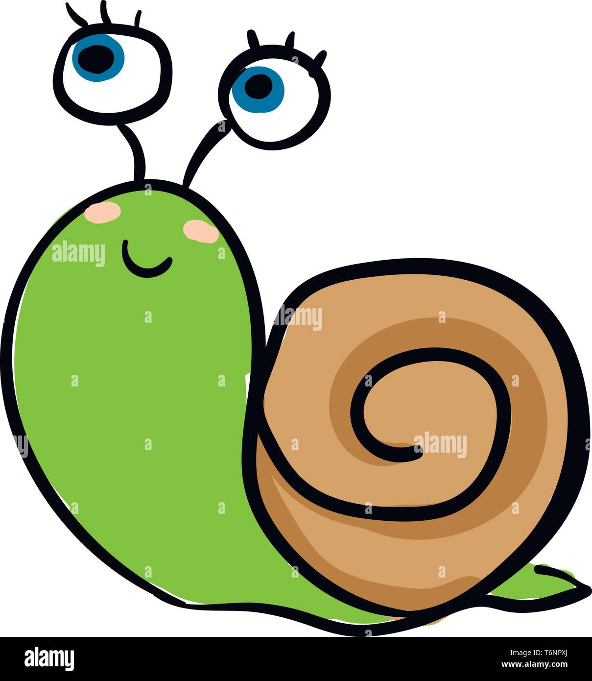 Emoji of a cute green snail with a single hard coiled brown shell has a ...