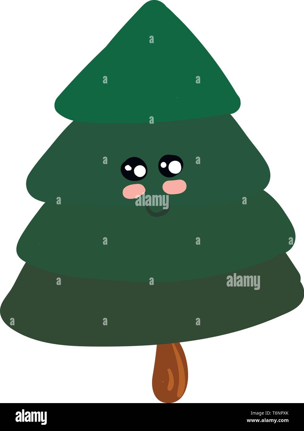 Emoji of a cute spruce tree with green cones and a brown trunk has a ...