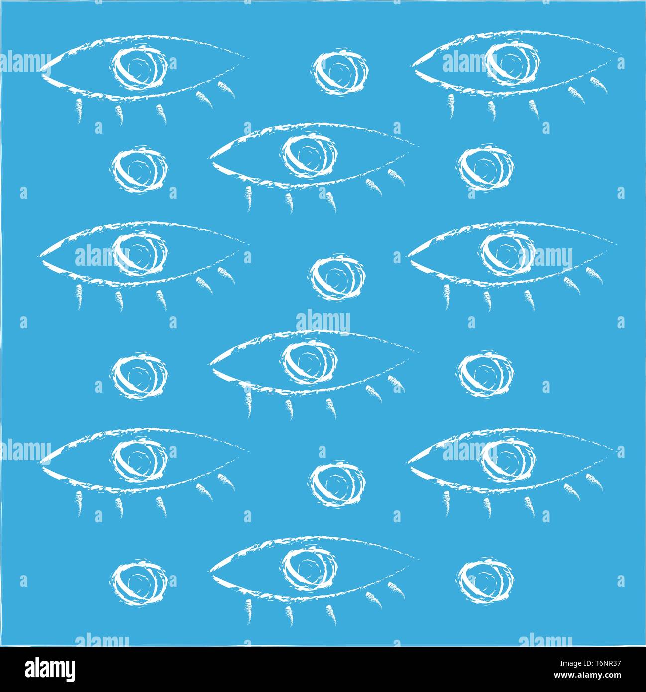 Regular patterns of eyes with skin pupils and eyelashes in white color ...