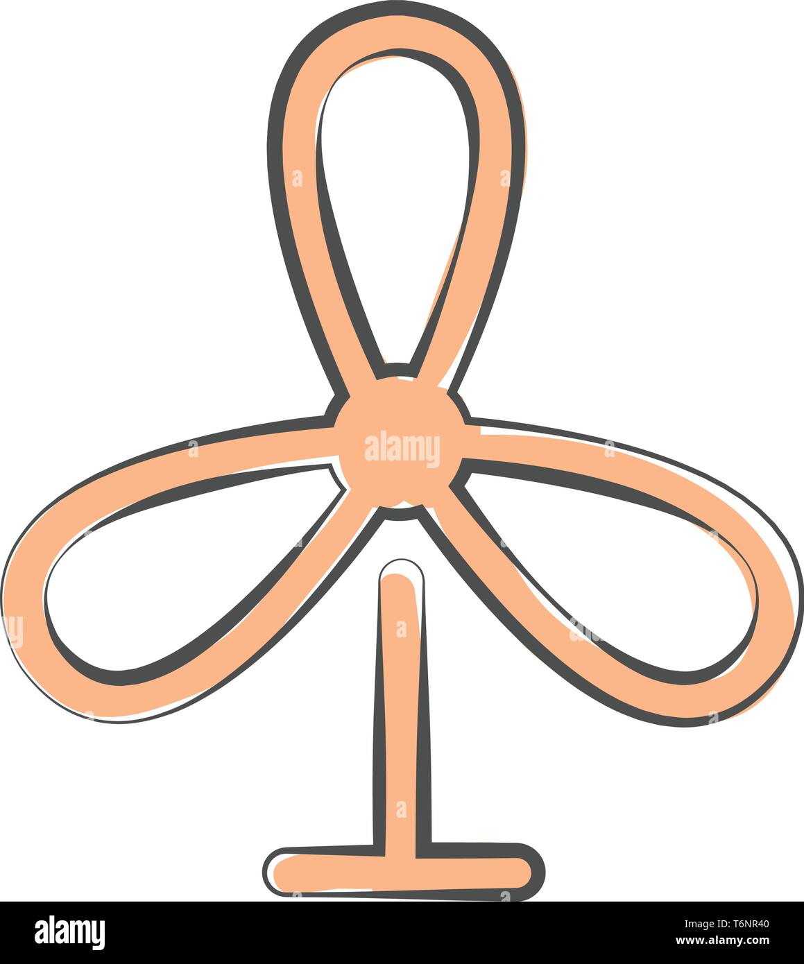 Sketch of a brown fan with three oval-shaped blades around a circular ...