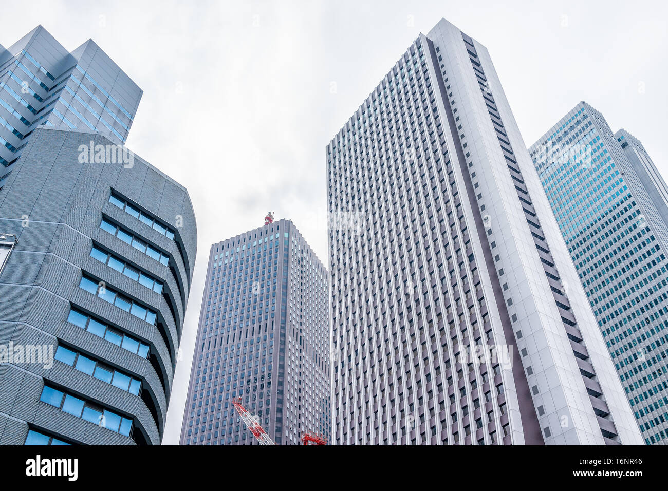 Shinjuku, Tokyo cityscape with low angle view of modern contemporary ...