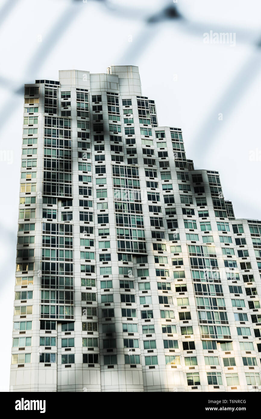 Modern apartment building in Downtown Brooklyn, as seen through an out ...