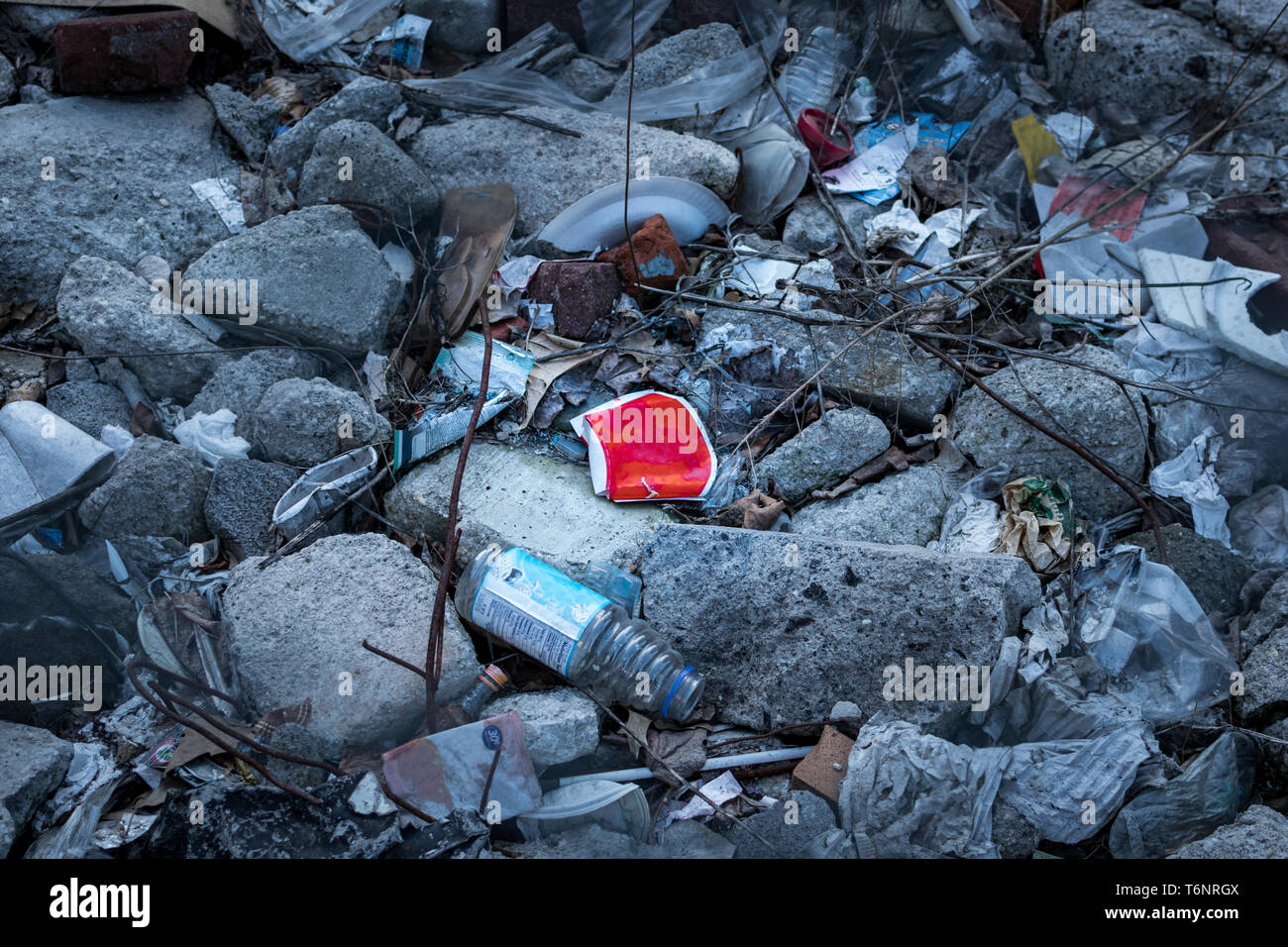 Pile of rubble, garbage, and trash on a construction site Stock Photo ...
