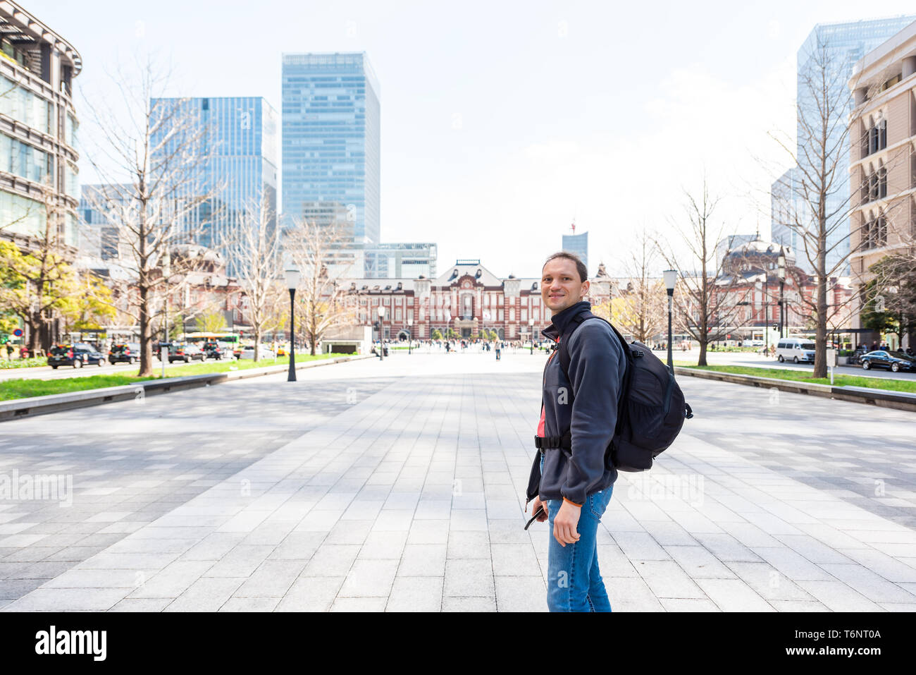Tokyo Station building view in downtown with skyscrapers modern ...