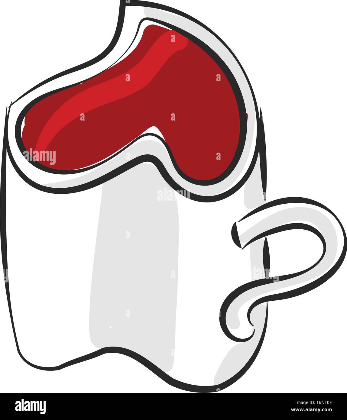 Cartoon white-colored heart-shaped coffee cup filled with coffee vector ...