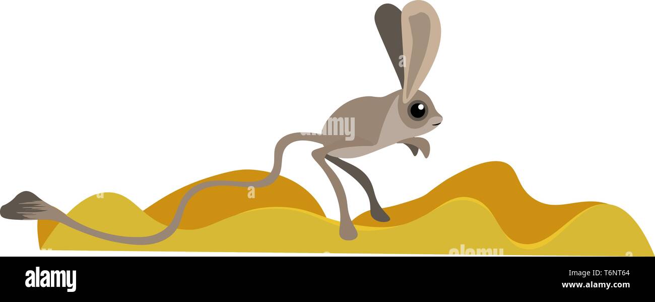 Clipart of a jerboa rodent in gradient brown jumping on the land with ...