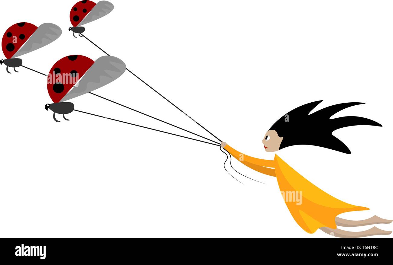 Cartoon funny picture of a girl in a yellow gown pulling the three ...