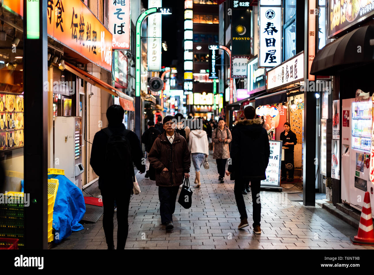Shinjuku, Japan - April 3, 2019: Famous Kabukicho alley street red ...