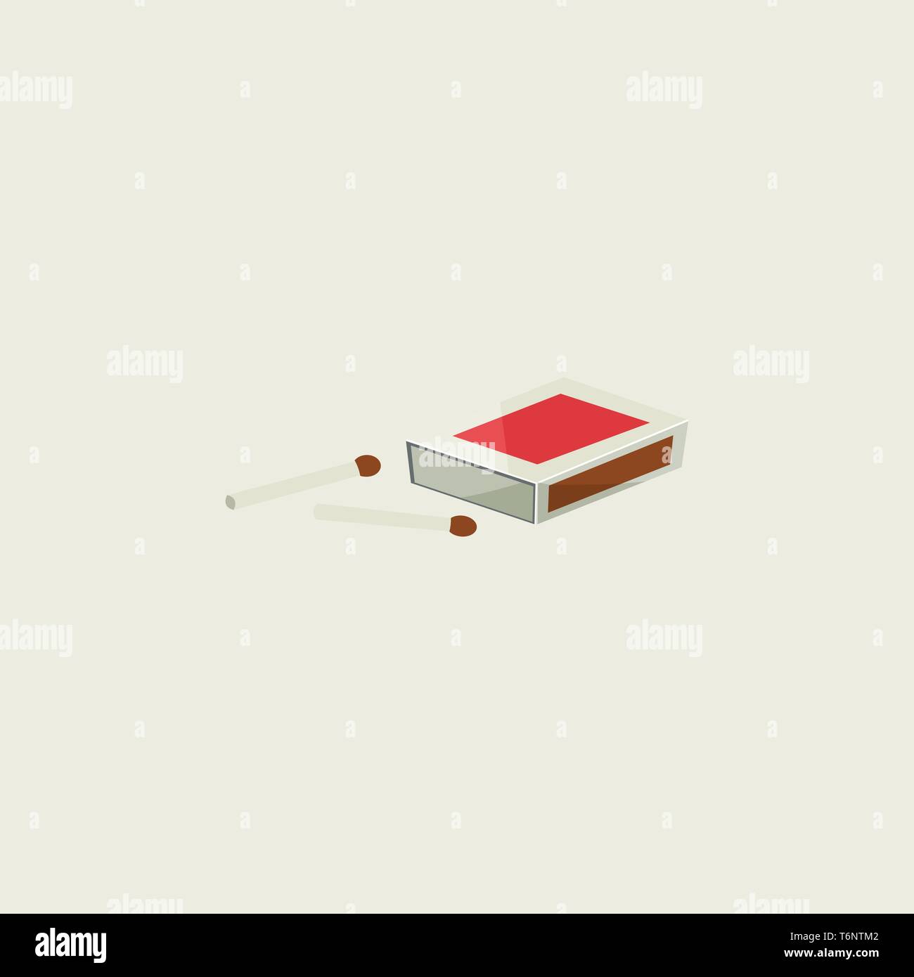 Cartoon matchbox with two unburnt sticks lying closer is ready to ...