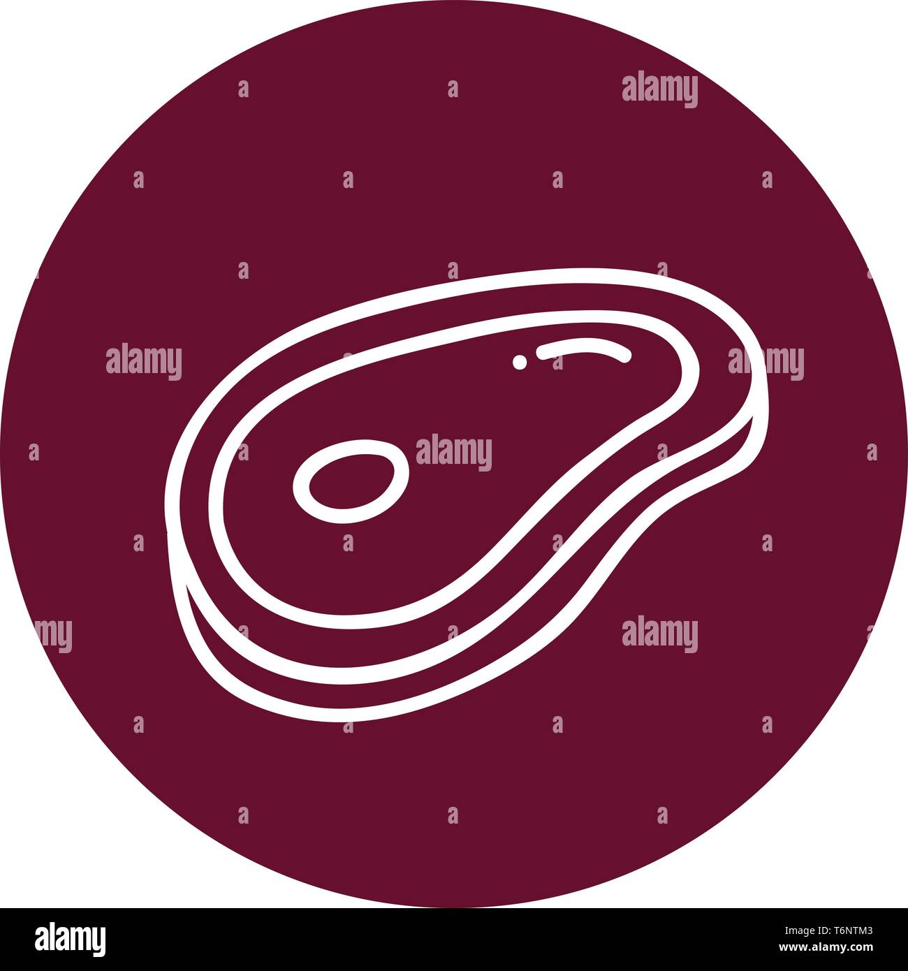 Portrait of meat represented in white color over a maroon background ...