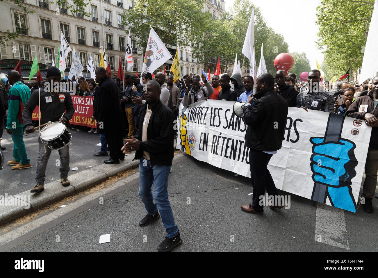Paris, France. 1st May, 2019. Demonstration of may day international ...